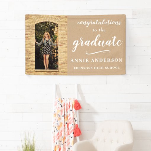 Kraft White Neutral Congratulations Graduate Decor Banner | Zazzle