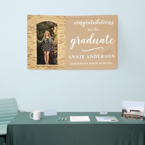 Kraft White Neutral Congratulations Graduate Decor Banner | Zazzle