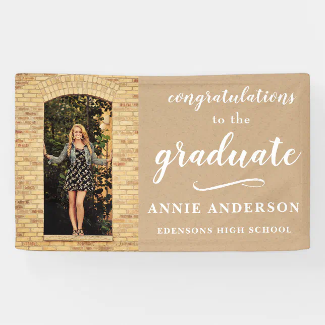 Kraft White Neutral Congratulations Graduate Decor Banner | Zazzle