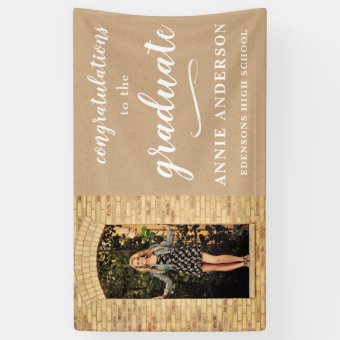 Kraft White Neutral Congratulations Graduate Decor Banner | Zazzle