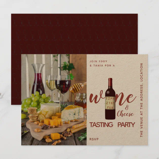 Kraft Wine Cheese Tasting Party Invitations Foody | Zazzle