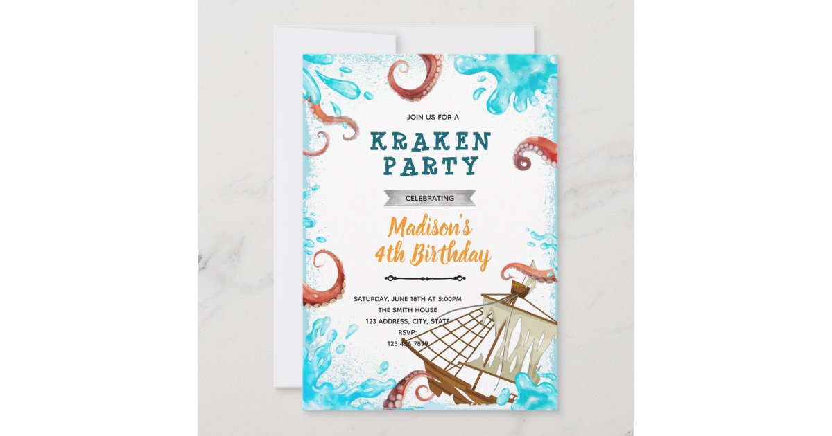 Kraken birthday invitation | Zazzle
