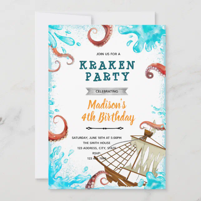 Kraken birthday invitation | Zazzle