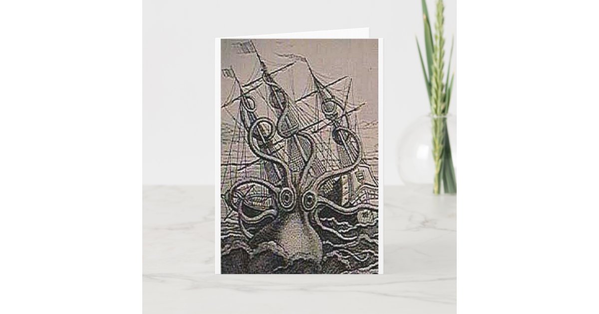 KRAKEN Vintage Print Card | Zazzle