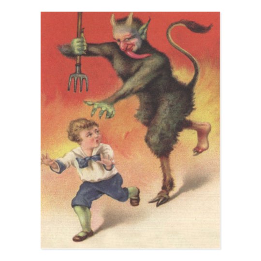 Krampus Chasing Child Postcard | Zazzle.com