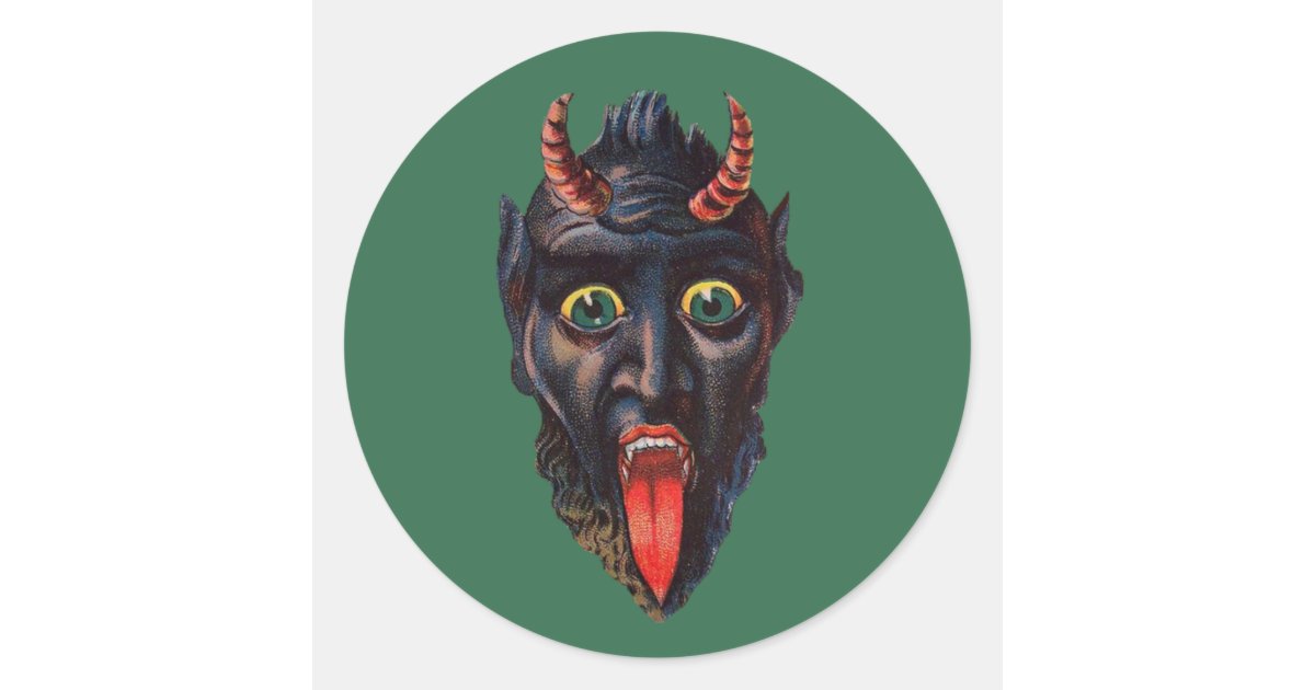 Krampus classic round sticker | Zazzle