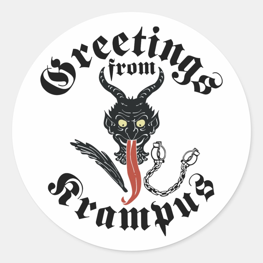 Krampus Greetings Classic Round Sticker | Zazzle