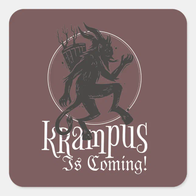 Krampus is Coming Christmas Holiday Square Sticker | Zazzle
