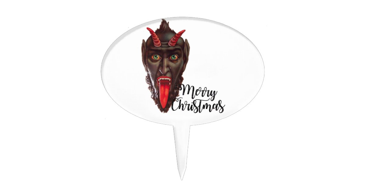 krampus merry christmas cake topper | Zazzle