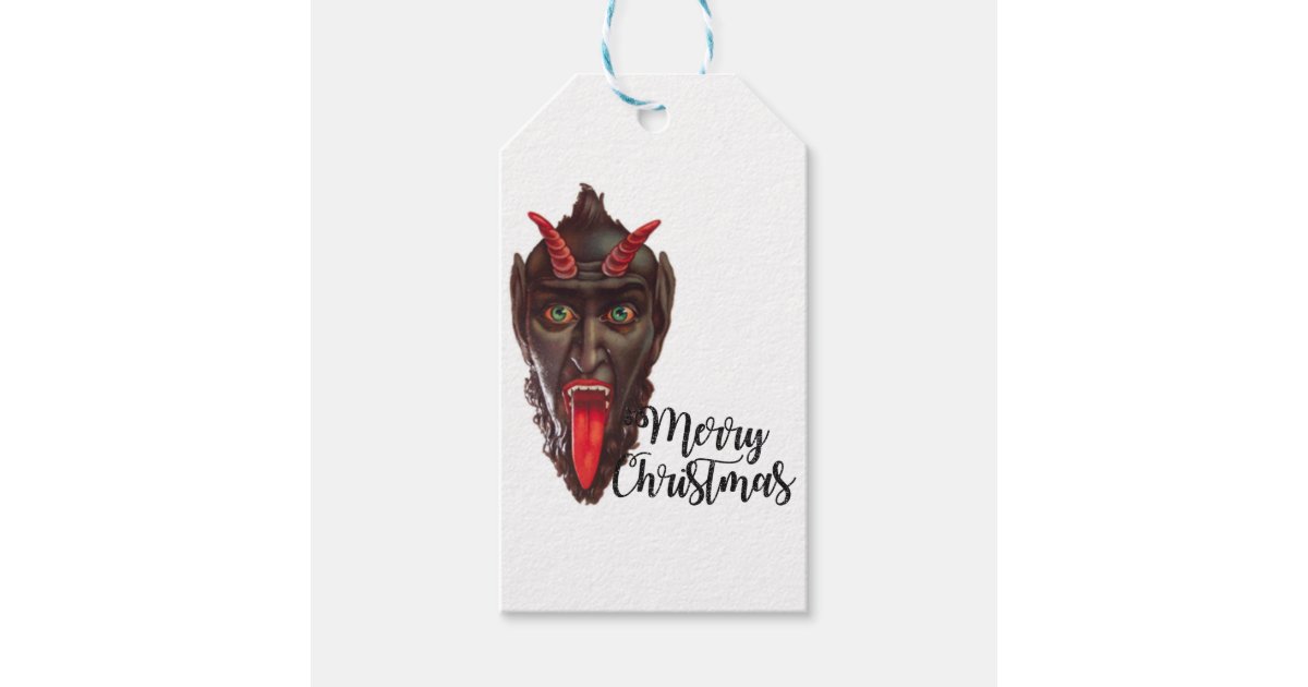 krampus merry christmas gift tags | Zazzle