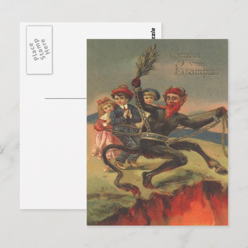Krampus Taking Bad Children To Hell Postcard | Zazzle