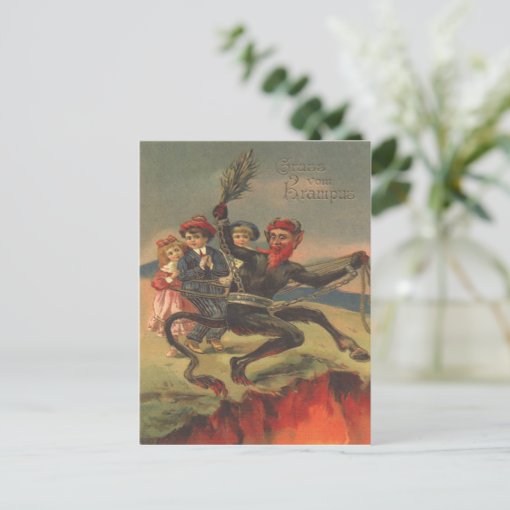 Krampus Taking Bad Children To Hell Postcard | Zazzle