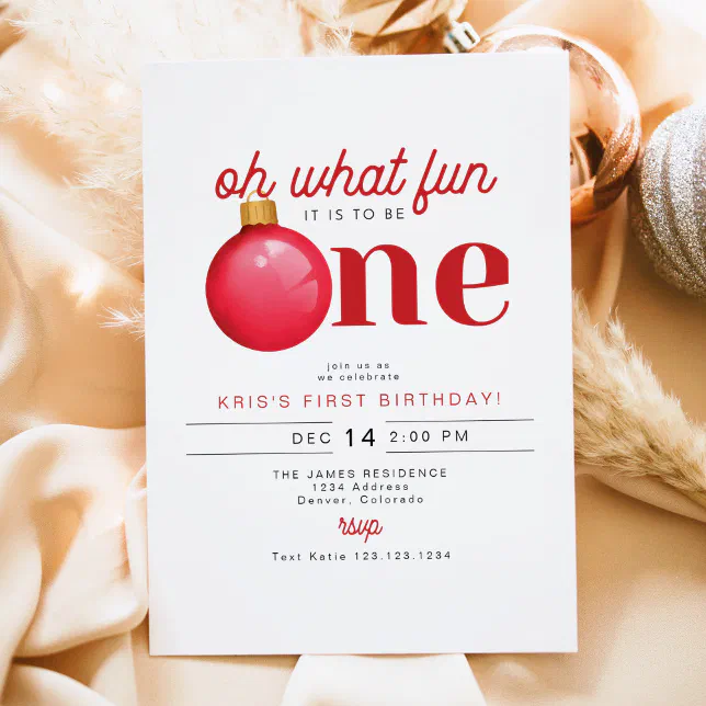 KRIS Oh What Fun To Be One 1st Birthday Invitation | Zazzle