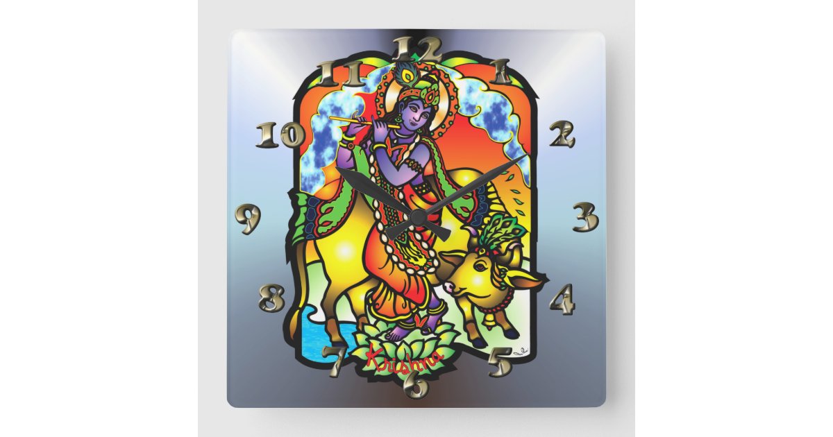 Krishna - Gods and Deities Square Wall Clock | Zazzle