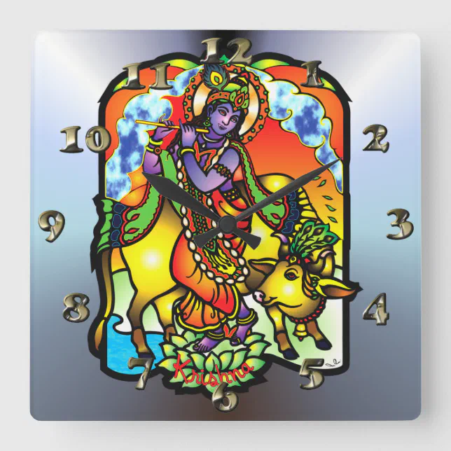 Krishna - Gods and Deities Square Wall Clock | Zazzle