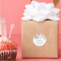 Kristina Floral Pink Wedding Favor Classic Round Sticker | Zazzle