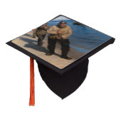 Kroyer - Three Fishermen Pulling a Boat Graduation Cap Topper | Zazzle