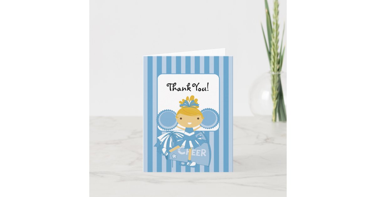 KRW Blue Cheerleader Thank You Note | Zazzle