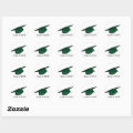 KRW Custom Green Graduation Cap Classic Round Sticker | Zazzle