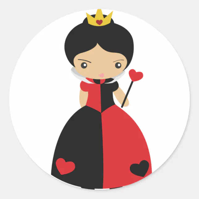 KRW Cute Queen of Hearts Classic Round Sticker | Zazzle