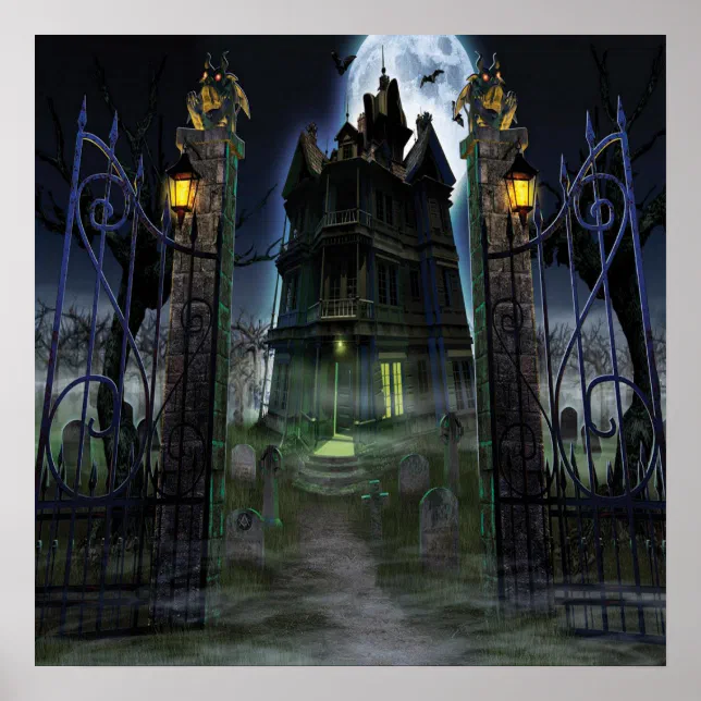 KRW Halloween Decor Poster Creepy Castle | Zazzle