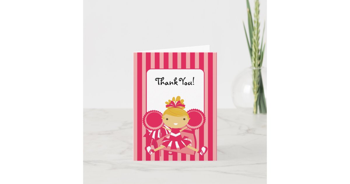 KRW Pink Cheerleader Thank You Note | Zazzle