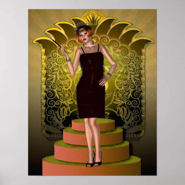 KRW Putting on the Ritz Deco Flapper II Poster | Zazzle
