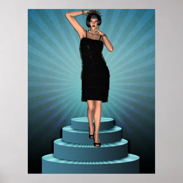 KRW Putting on the Ritz Deco Flapper Poster | Zazzle