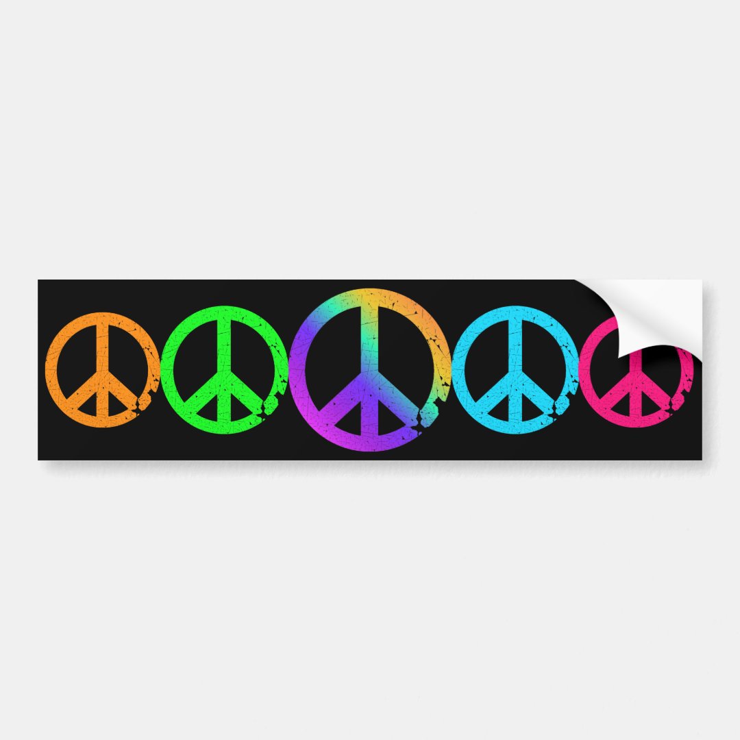 KRW Rainbow Peace Signs Bumper Sticker | Zazzle
