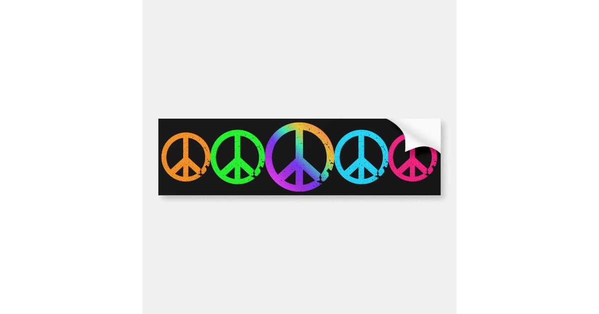KRW Rainbow Peace Signs Bumper Sticker | Zazzle