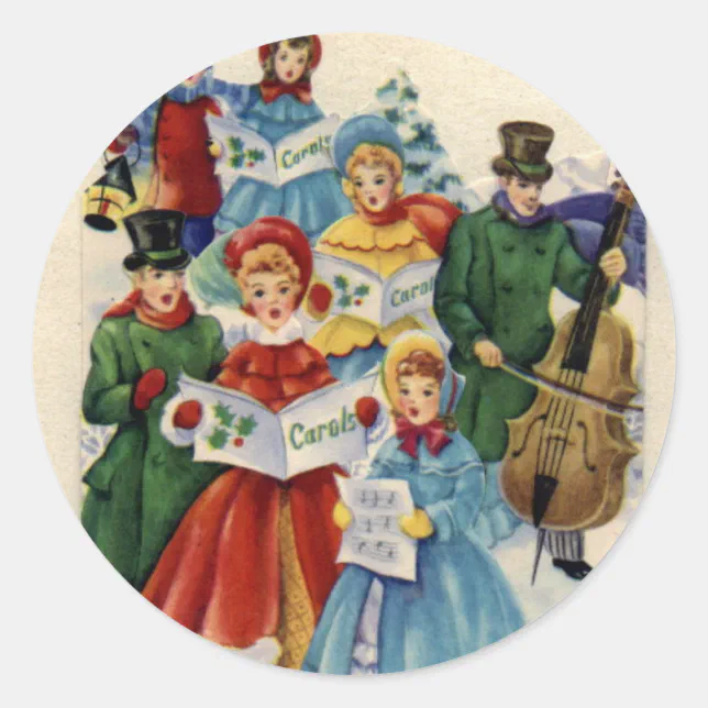 KRW Vintage Carolers Holiday Stickers | Zazzle