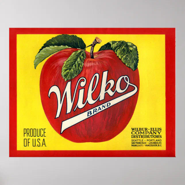 KRW Vintage Wilko Apple Crate Label Poster | Zazzle