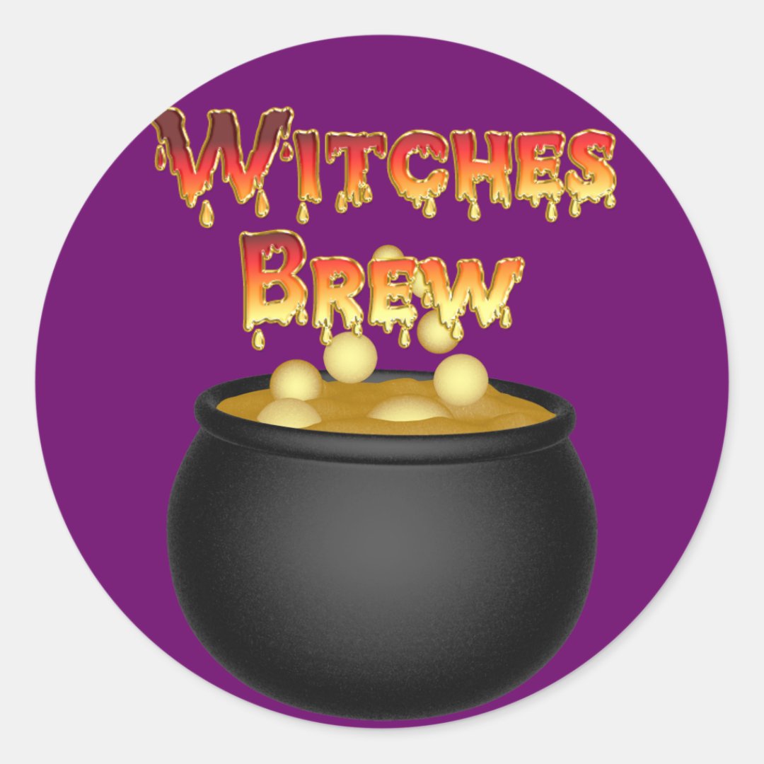 KRW Witches Brew Cauldron Halloween Classic Round Sticker | Zazzle
