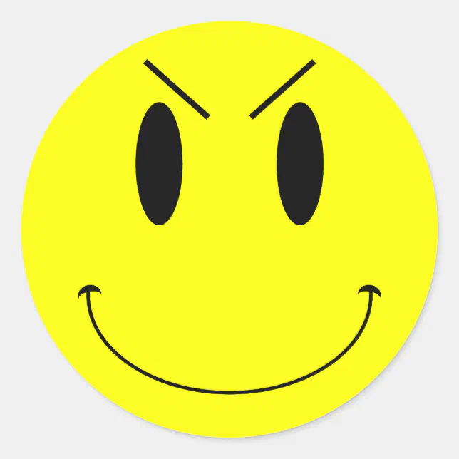 KRW Yellow Evil Face Classic Round Sticker | Zazzle