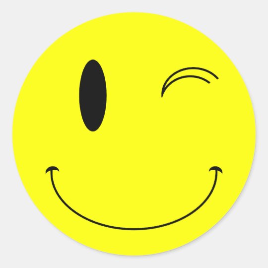 KRW Yellow Winking Face Classic Round Sticker | Zazzle.com