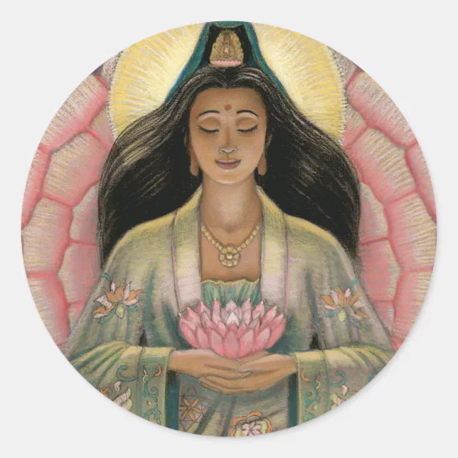 Kuan Yin Goddess of Compassion Classic Round Sticker | Zazzle