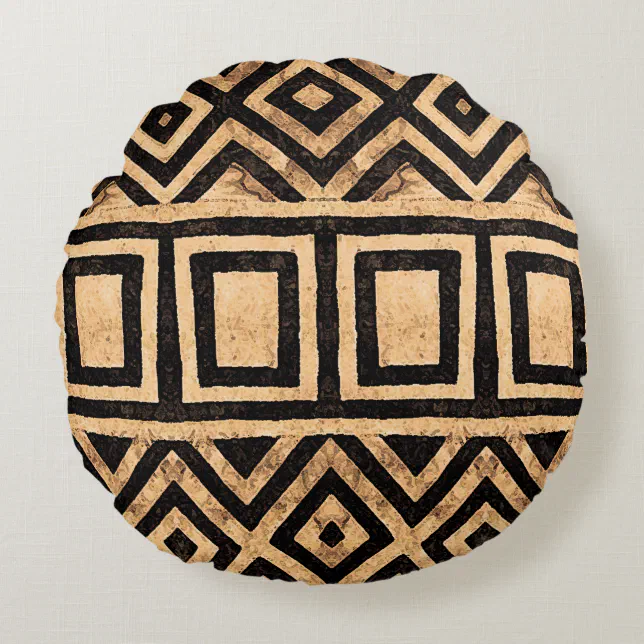 Kuba Cloth Pattern Round Pillow | Zazzle