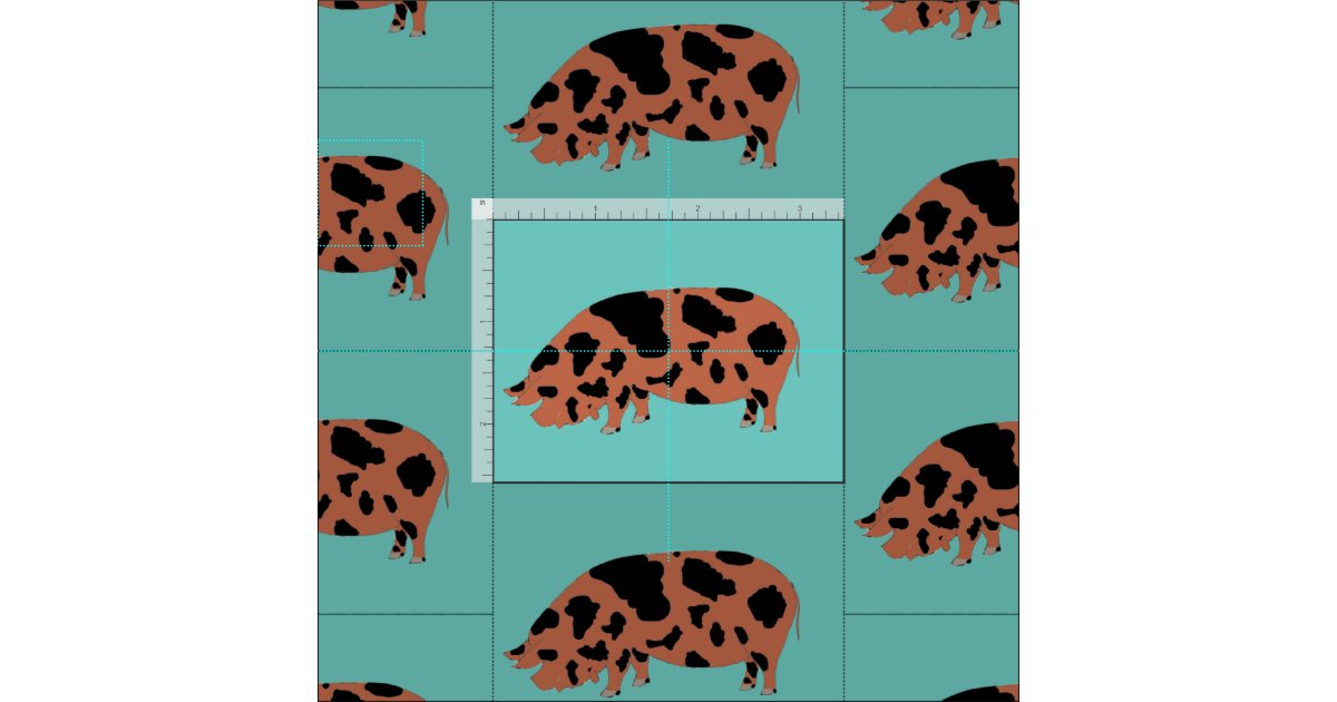 KuneKune Pig on Teal Fabric | Zazzle