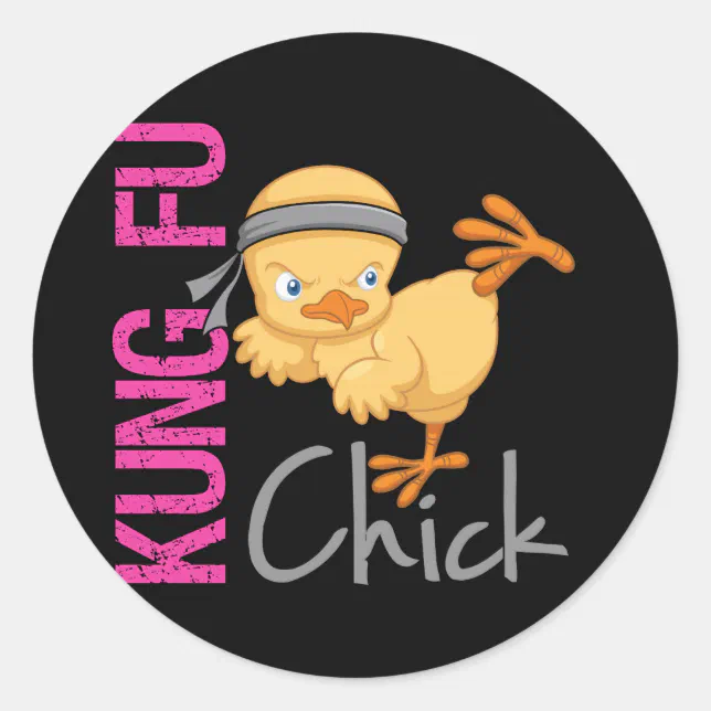 Kung Fu Chick Classic Round Sticker | Zazzle