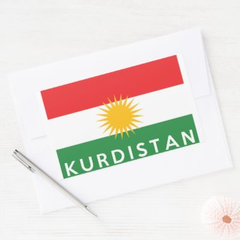 kurdistan country flag symbol name text rectangular sticker | Zazzle