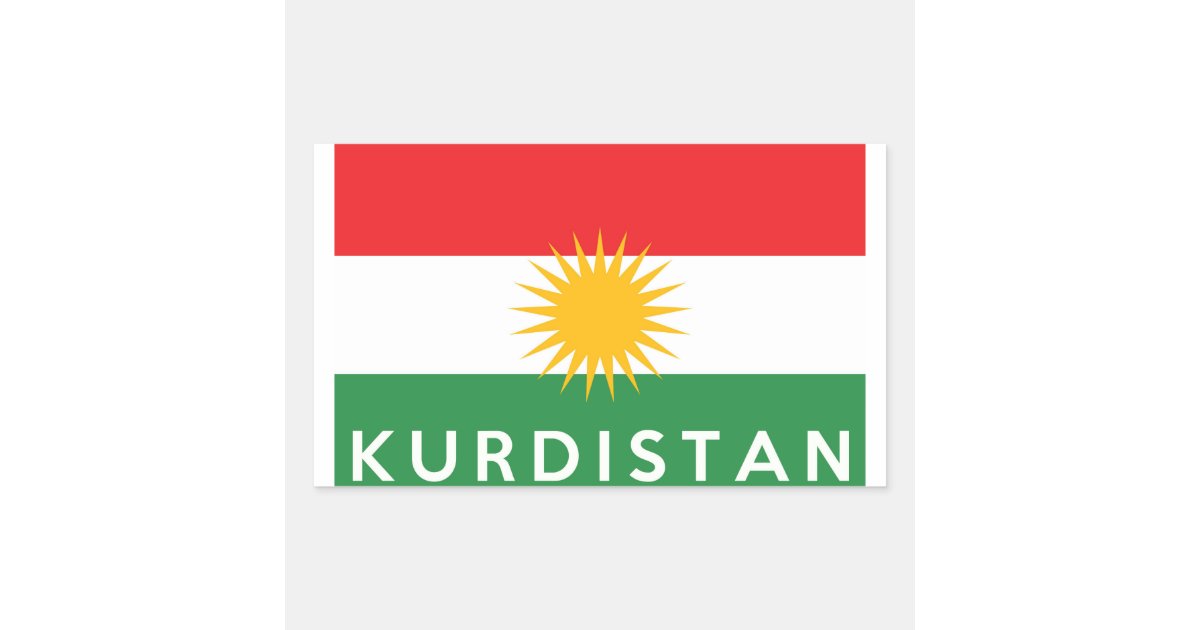 kurdistan country flag symbol name text rectangular sticker | Zazzle