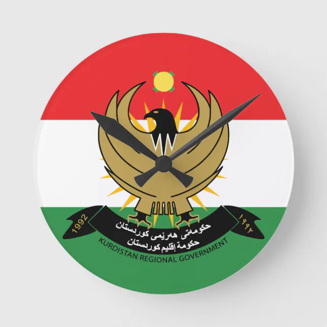 kurdistan emblem round clock | Zazzle