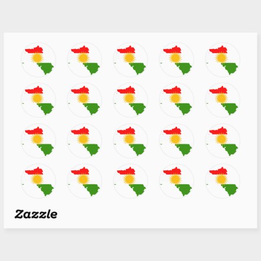 Kurdistan flag map classic round sticker | Zazzle