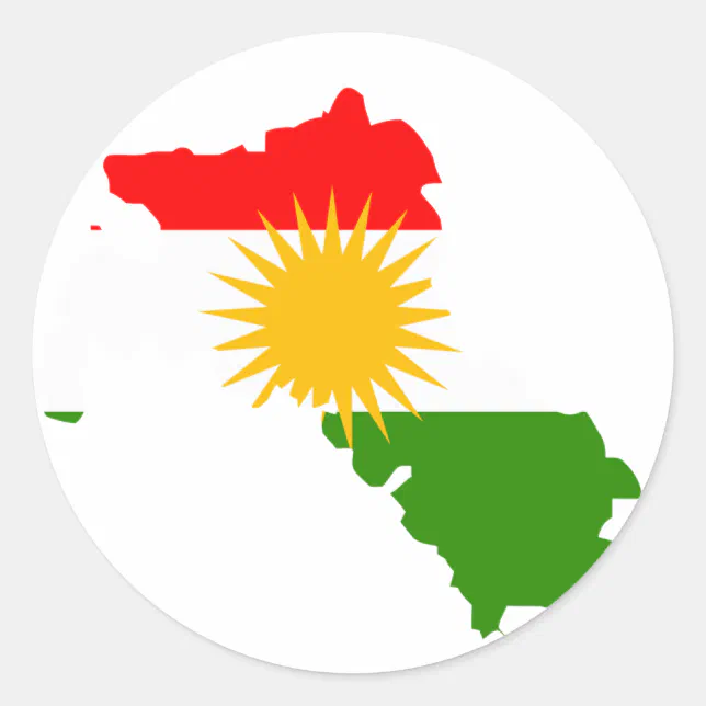 Kurdistan flag map classic round sticker | Zazzle