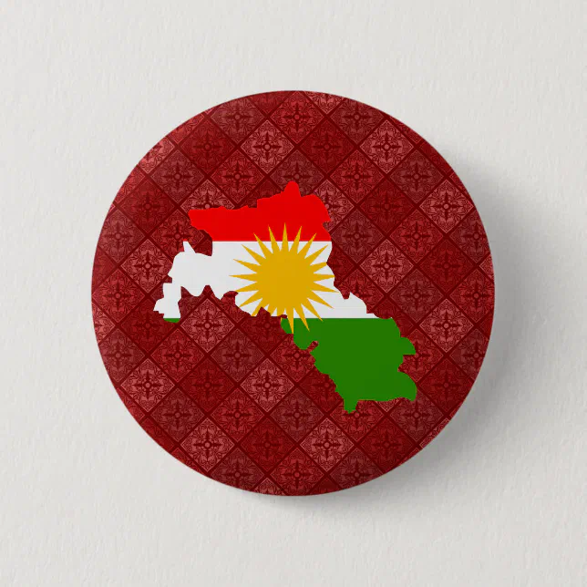 Kurdistan Flag Map full size Button | Zazzle