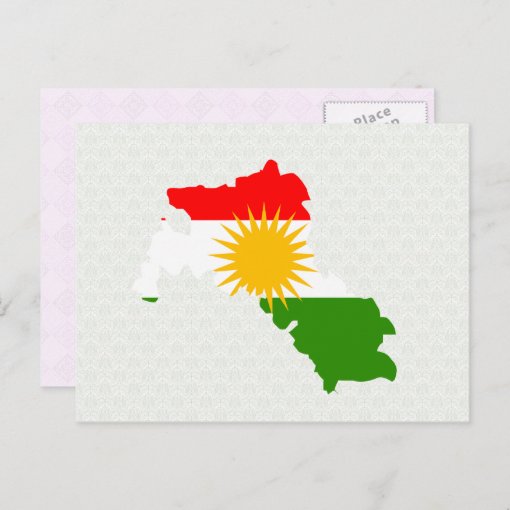 Kurdistan Flag Map full size Postcard | Zazzle