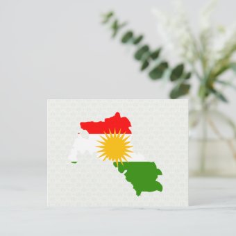 Kurdistan Flag Map full size Postcard | Zazzle