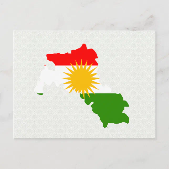 Kurdistan Flag Map full size Postcard | Zazzle