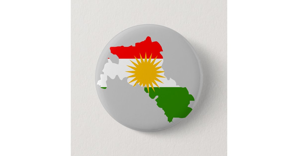 Kurdistan flag map pinback button | Zazzle