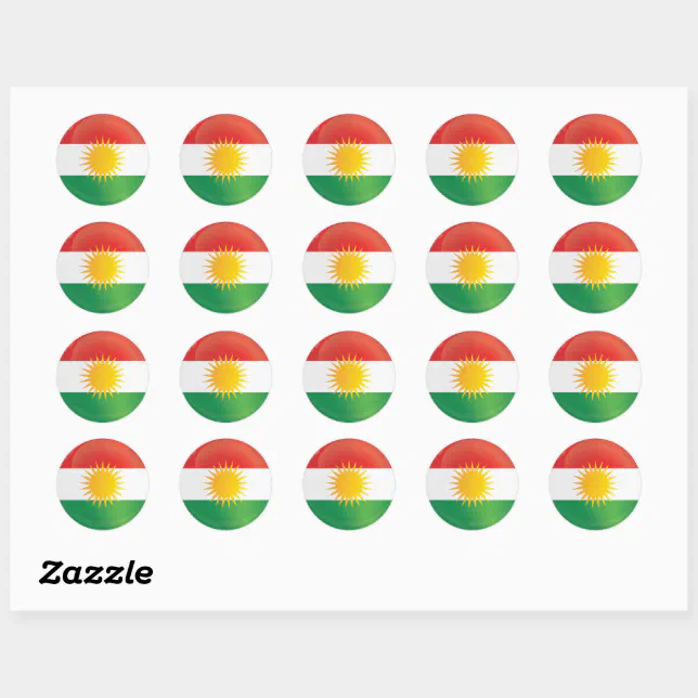 Kurdistan Round Icon Flag Classic Round Sticker | Zazzle